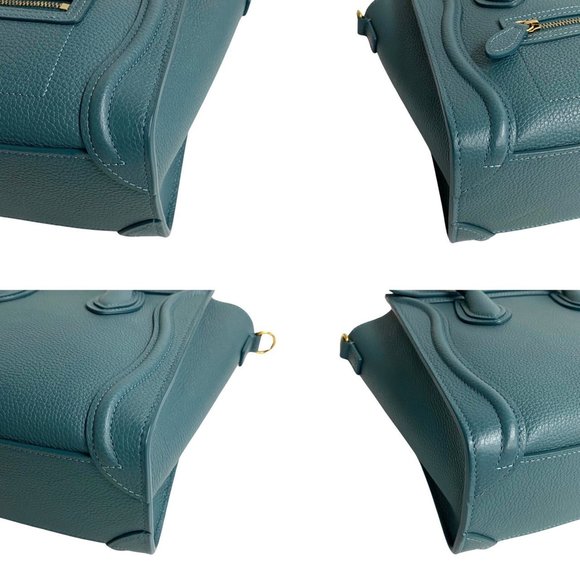 Celine | Bags | Celine Luggage Nano Leather 2way Shoulder Bag Handbag Green 6607 | Poshmark